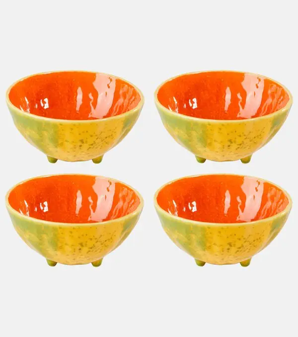 BORDALLO PINHEIRO Tropical Fruits Papaya Set Of 4 Earthenware Bowls - Multicoloured