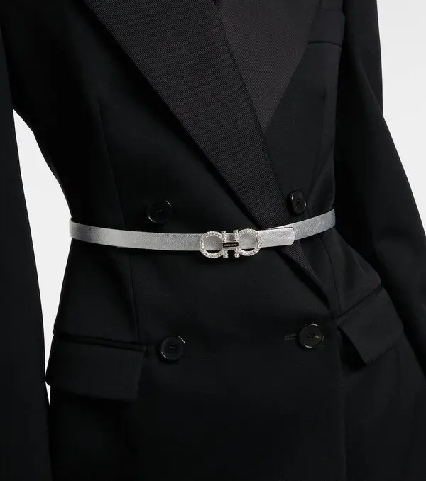 FERRAGAMO Gancini Metallic Leather Belt
