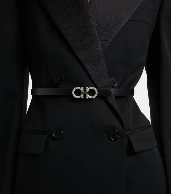 FERRAGAMO Gancini Metallic Leather Belt
