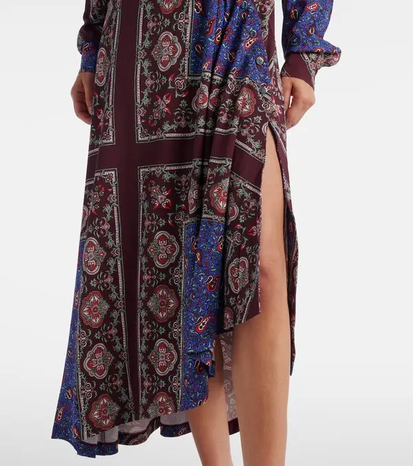 Rabanne Asymmetric Paisley Printed Midi Dress - Multicoloured