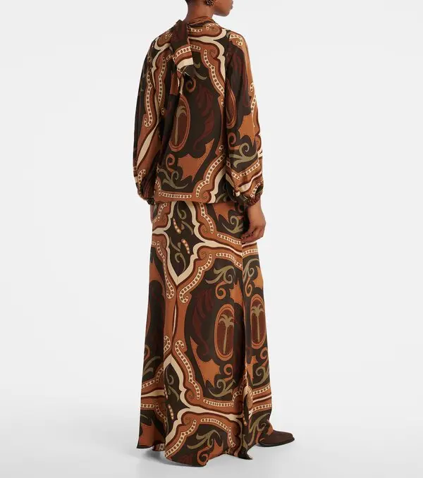Johanna Ortiz Printed Silk Blouse
