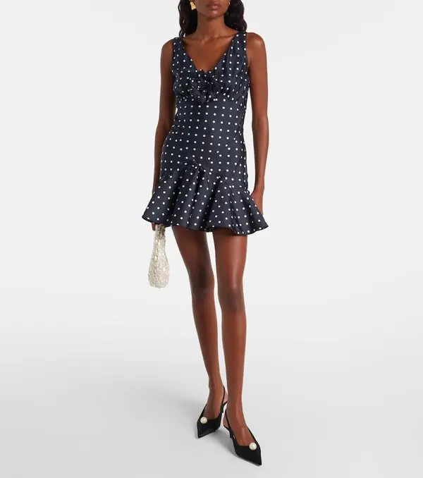 RODARTE Polka-dot Silk Twill Minidress - Black
