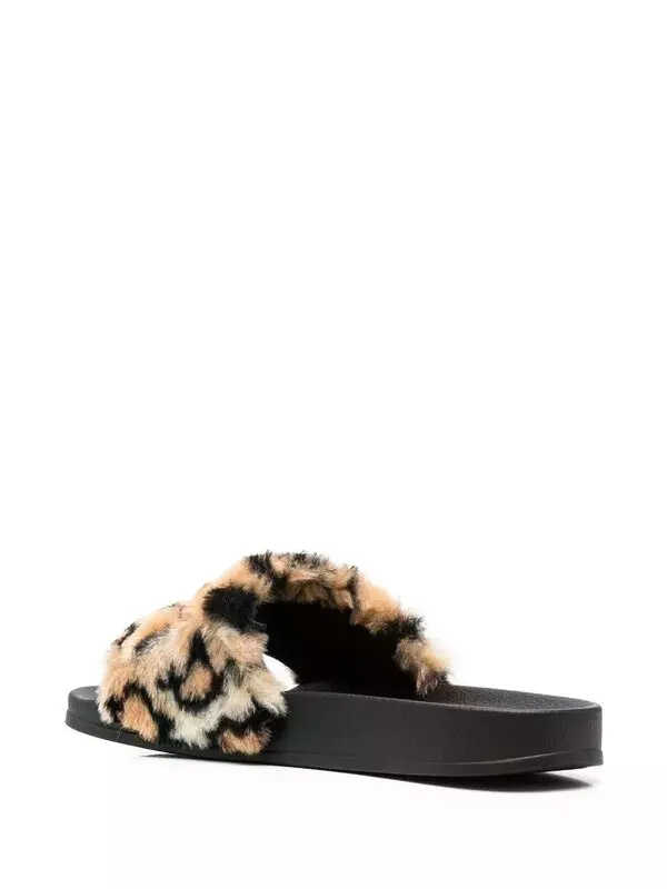 Marni Logo Detail Faux Fur Slides