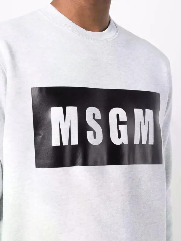 MSGM Logo Print Crewneck Sweatshirt - Grey
