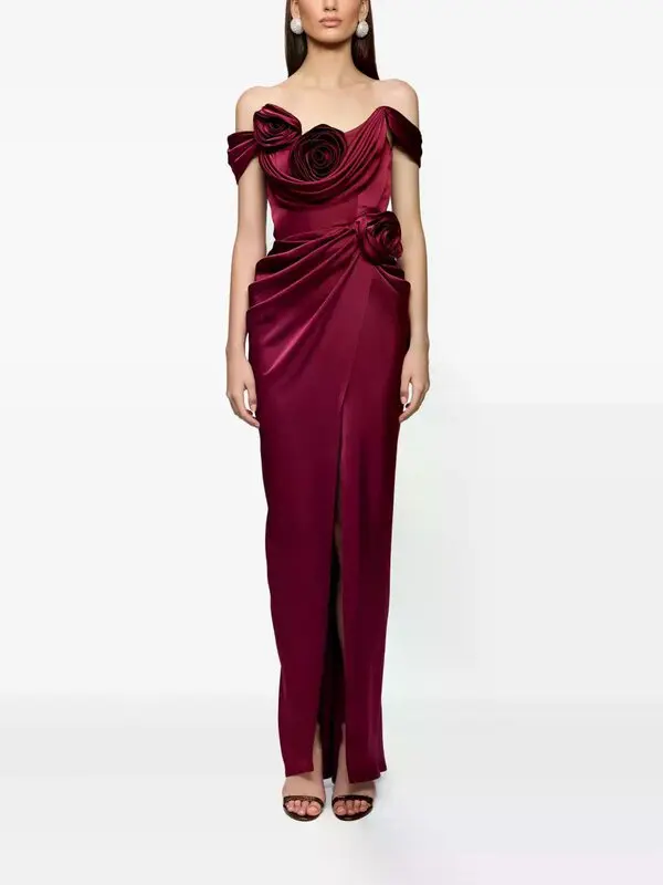 ANA RADU Off-shoulder Rose Embellishment Maxi Dress