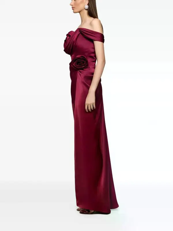 ANA RADU Off-shoulder Rose Embellishment Maxi Dress