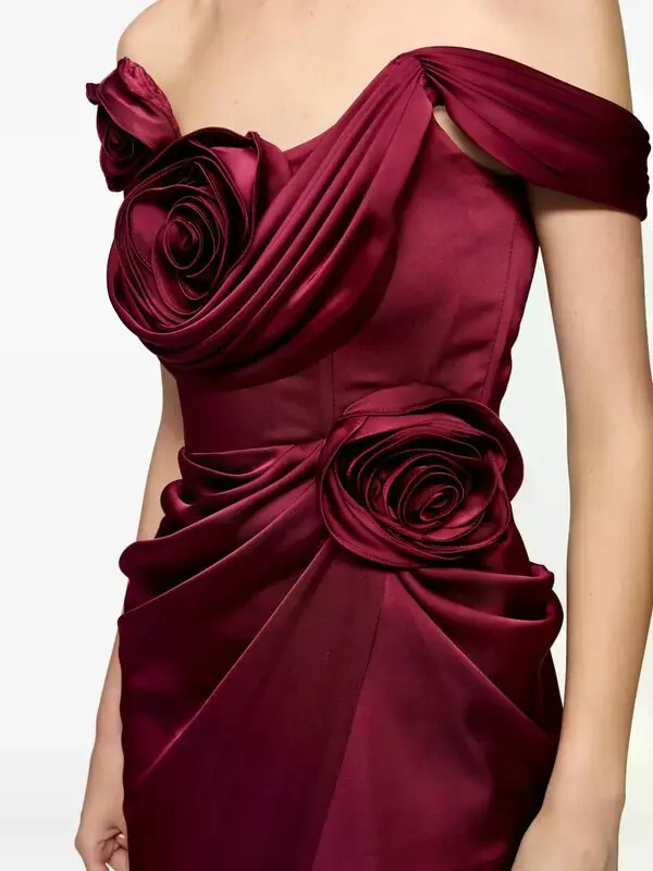 ANA RADU Off-shoulder Rose Embellishment Maxi Dress