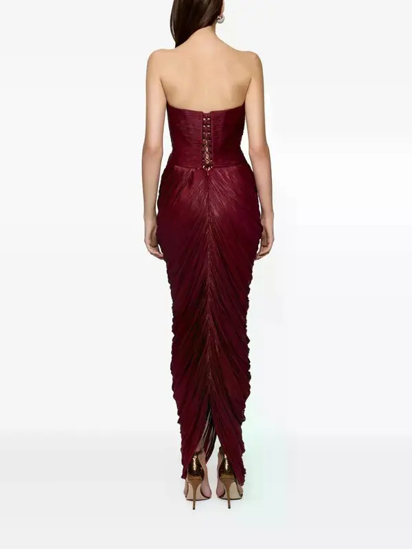 ANA RADU Strapless Rose Embellished Gown - Red