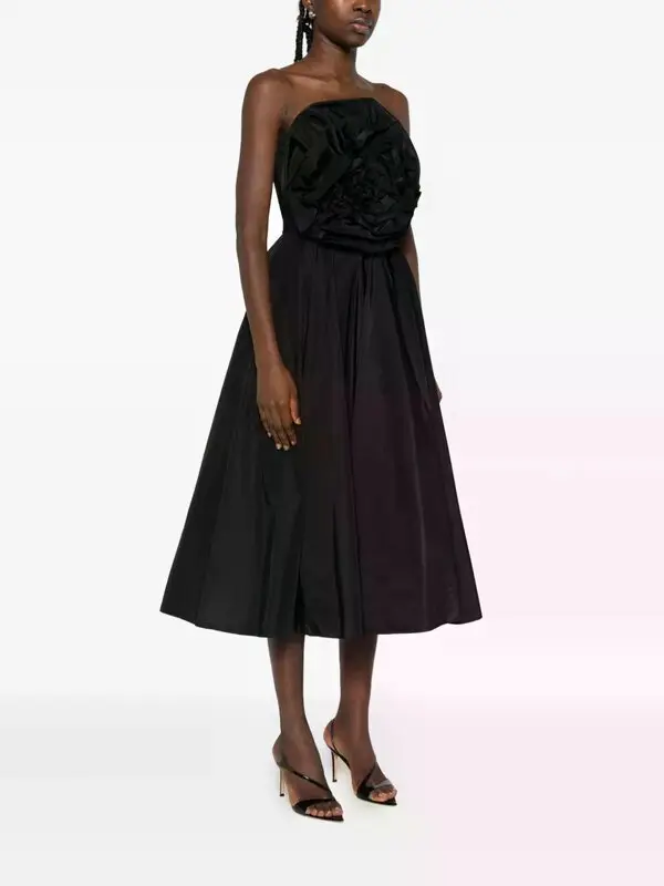 NISSA Rose Embellished A-line Midi Dress