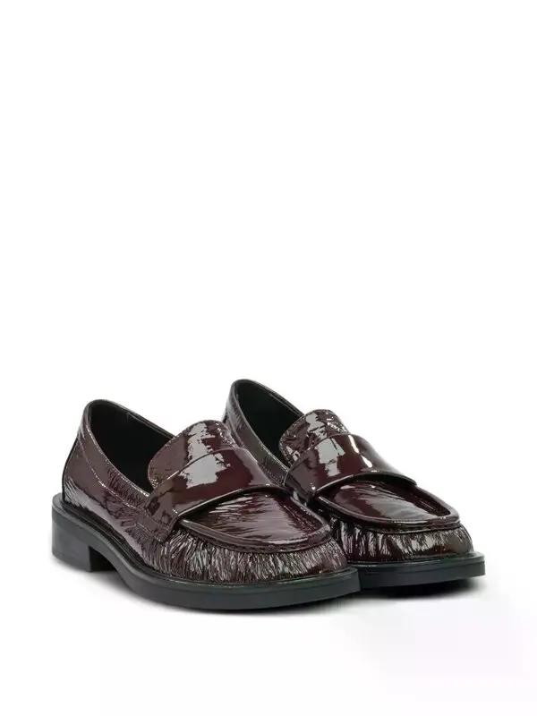 STRATEGIA SHOES Patent Leather Loafers With Fringed Detail