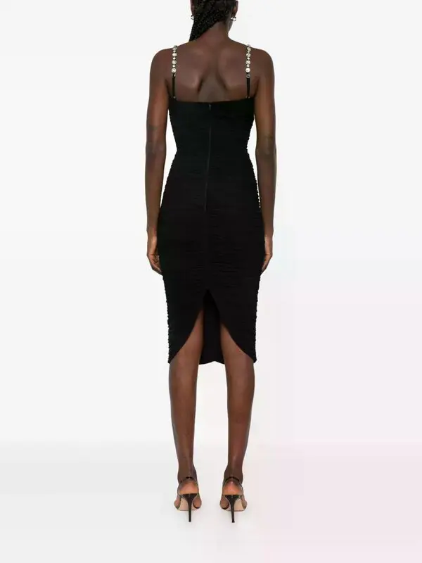 NISSA Embellished Ruched Mini Dress - Black
