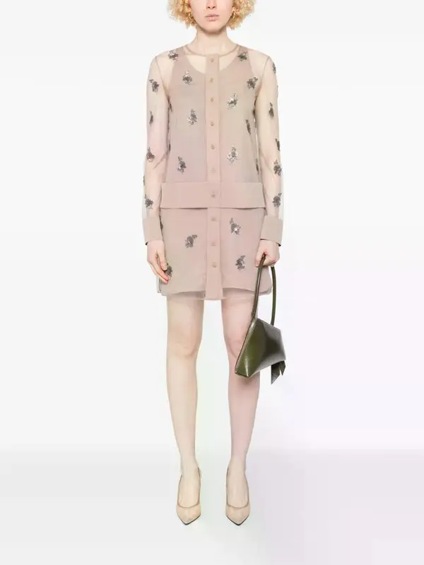 Fendi Embroidered Tulle Mini Dress