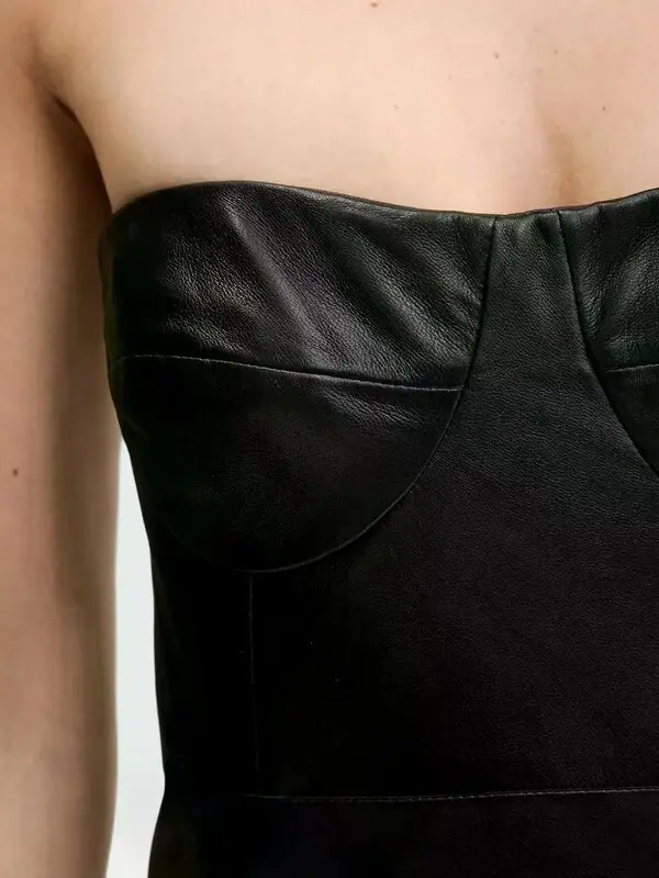 IRO PARIS Betti Leather Bodice Midi Dress