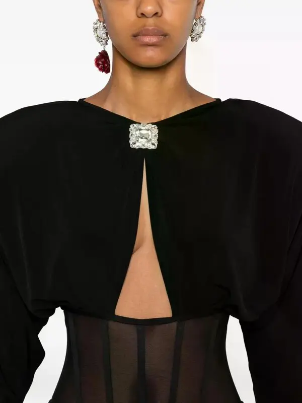 NISSA Corset Maxi Dress With Crystal Embellishment
