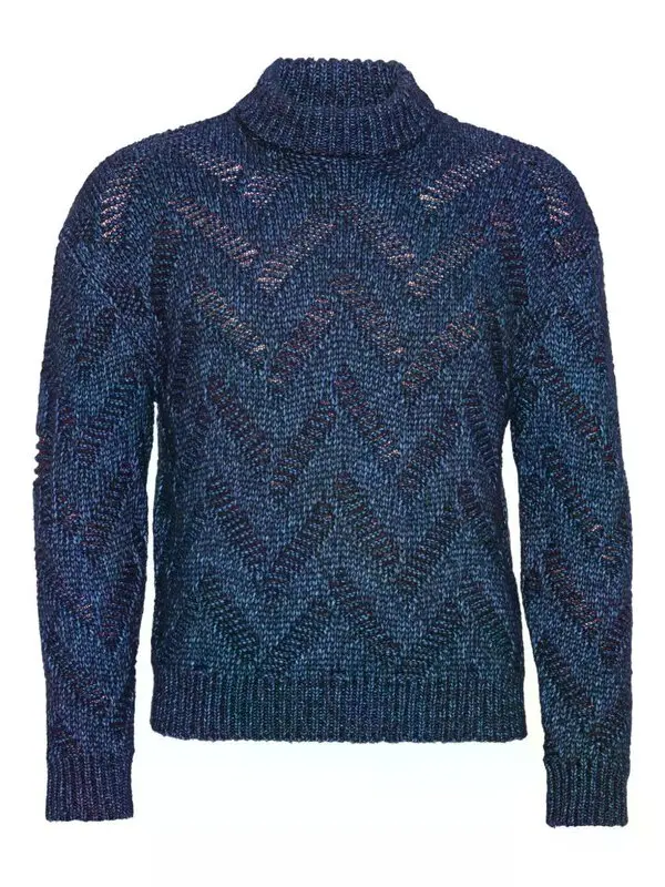 Henrik Vibskov Navy Chevron Pattern Turtleneck Sweater