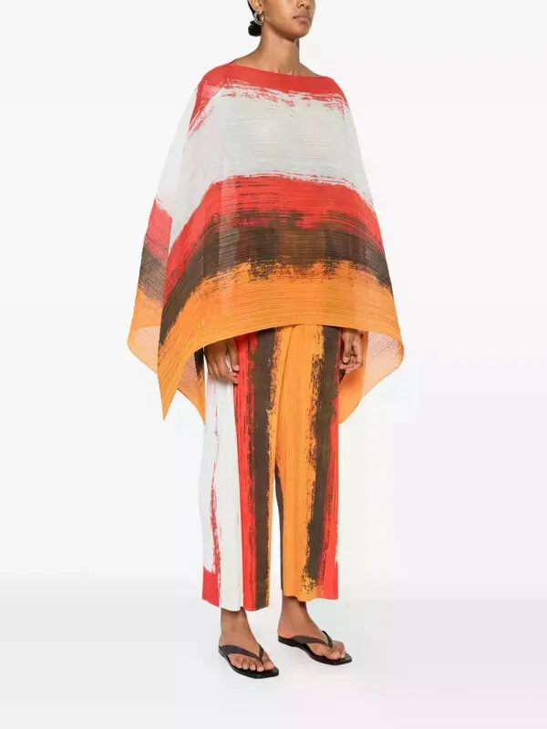 Issey Miyake Abstract Print Pleated Top