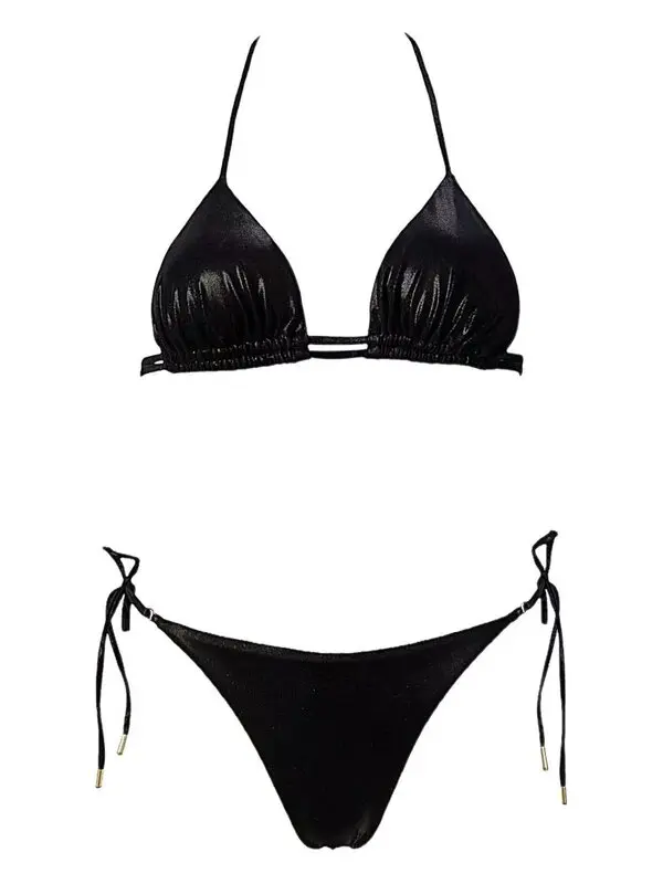 SOFIA ERHAN Metallic Triangle Bikini With Tie-side Bottoms
