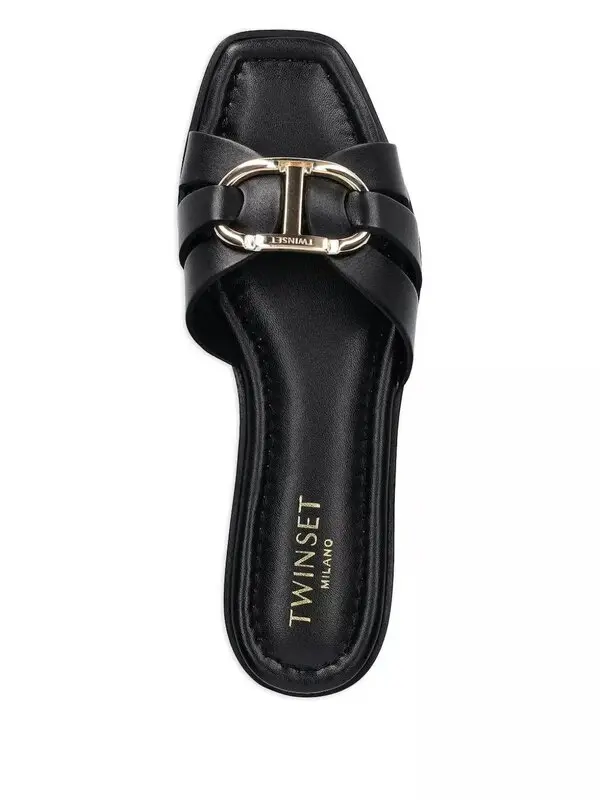 TWINSET Crossover Flat Sandals With Gold-tone Hardware