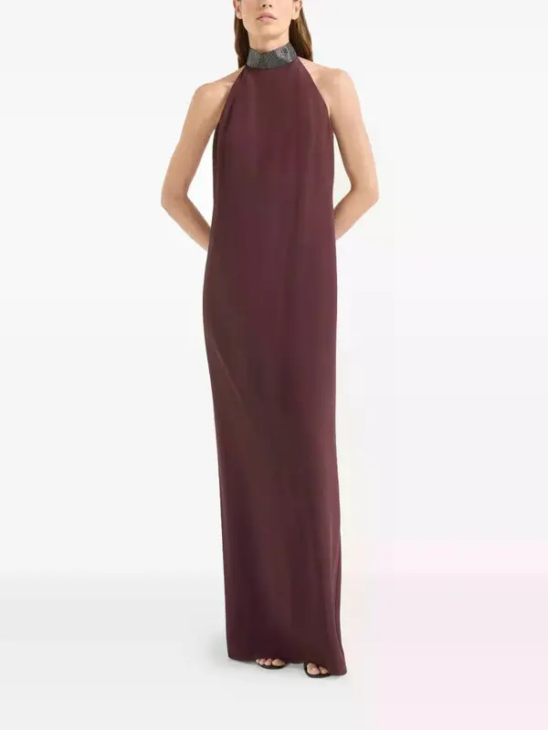 Brunello Cucinelli Embellished Halter Neck Maxi Dress
