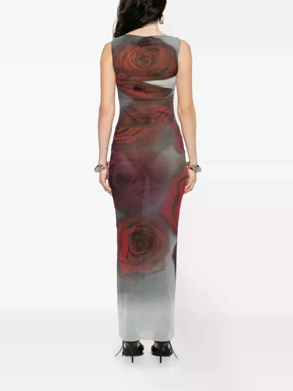 JEAN PAUL GAULTIER Rose Print Midi Dress