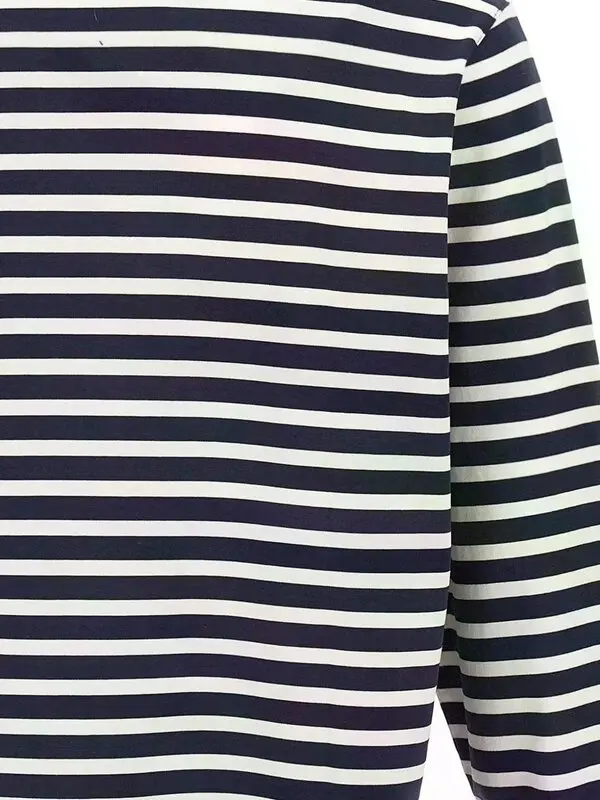 Maison Kitsuné Logo Patch Striped Crew Neck Sweater