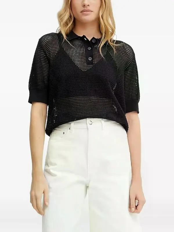 IVY OAK Mesh Panel Polo Top