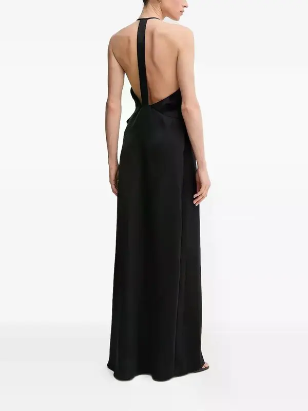 SANDRO FERRONE Halterneck Wrap Maxi Dress - Black