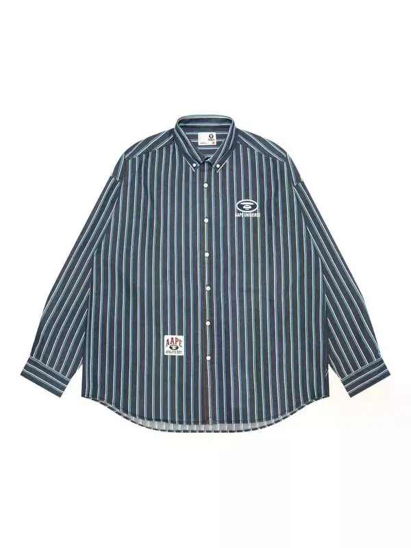 AAPE BY *A BATHING APE Striped Embroidered Shirt - Blue