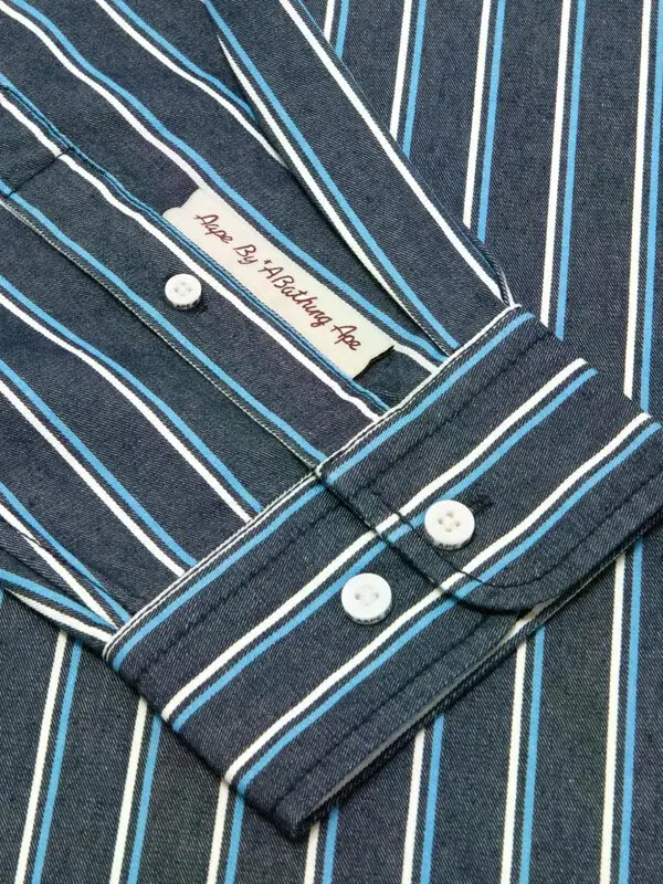 AAPE BY *A BATHING APE Striped Embroidered Shirt - Blue