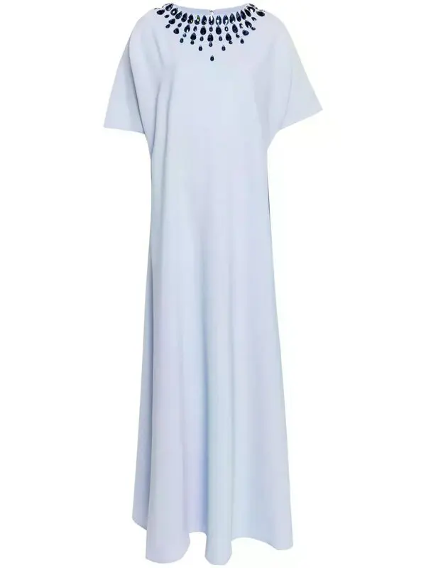 JEAN-LOUIS SABAJI Crystal-embellished Crepe Maxi Dress - Blue