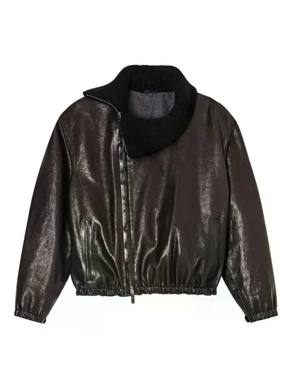 Giorgio Armani Leather Jacket With Lambswool Collar