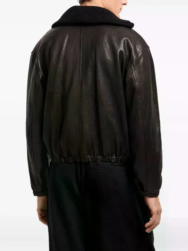 Giorgio Armani Leather Jacket With Lambswool Collar
