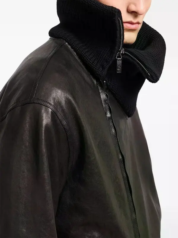 Giorgio Armani Leather Jacket With Lambswool Collar