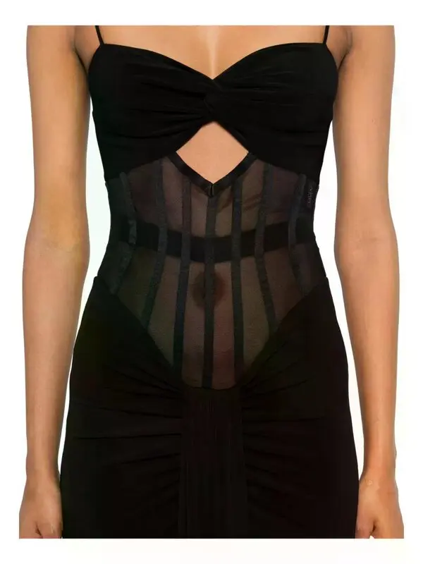 NISSA Twist-front Sheer-insert Maxi Dress