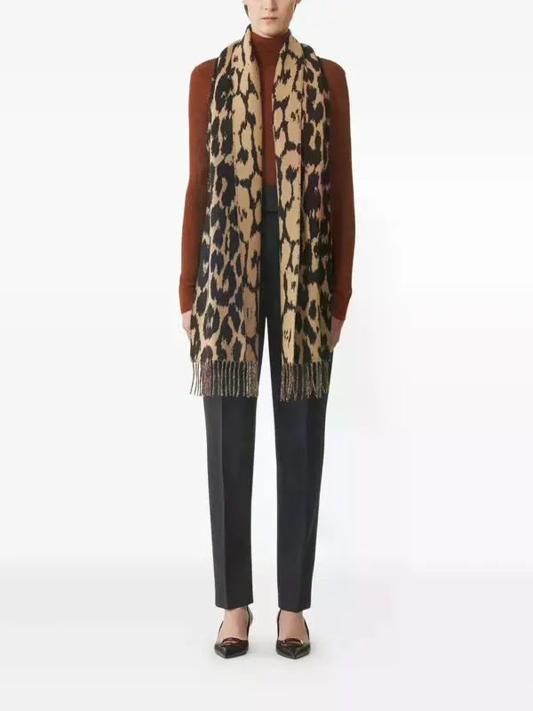 LANVIN Leopard-print Fringed Scarf
