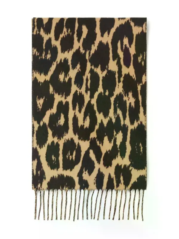LANVIN Leopard-print Fringed Scarf