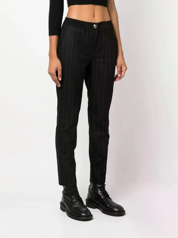 Versace Pinstriped Slim-cut Wool Blend Trousers
