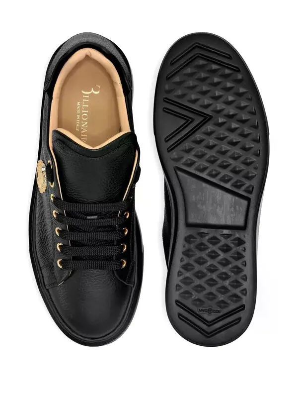BILLIONAIRE Logo Plaque Leather Sneakers - Black