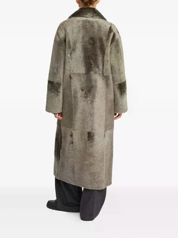 YVES SALOMON Double-breasted Patchwork Shearling Coat