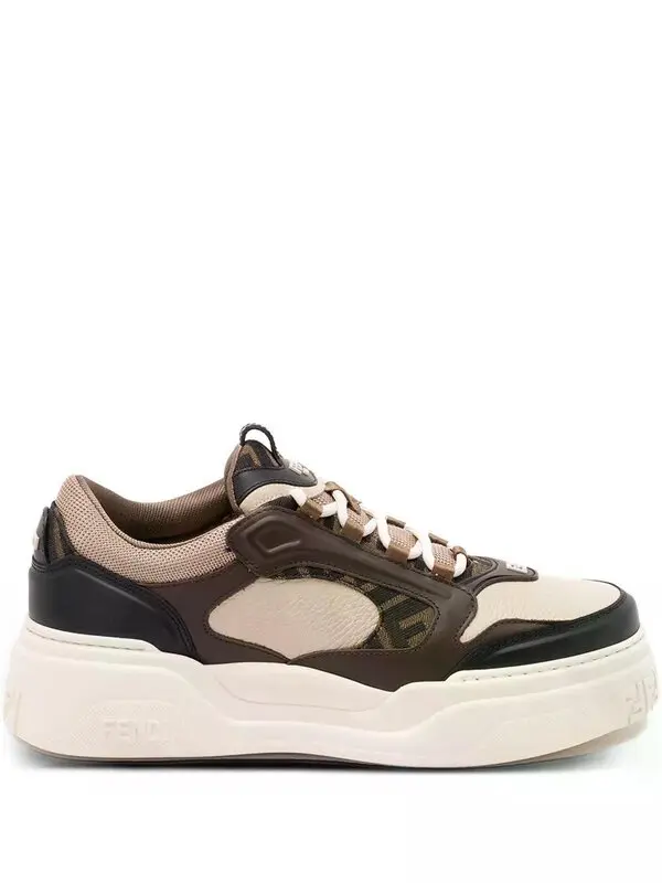 Fendi Force Sneakers With Ff Logo Pattern - Brown
