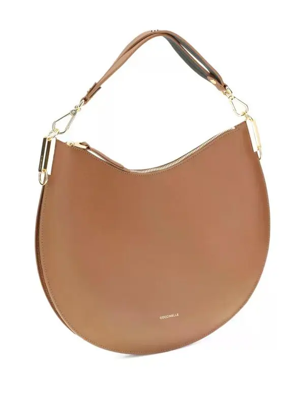 COCCINELLE Large Sunup Half-moon Calfskin Shoulder Bag - Brown