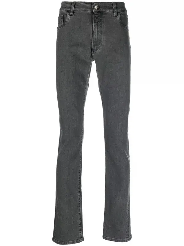 BILLIONAIRE Logo Patch Slim-fit Jeans - Grey