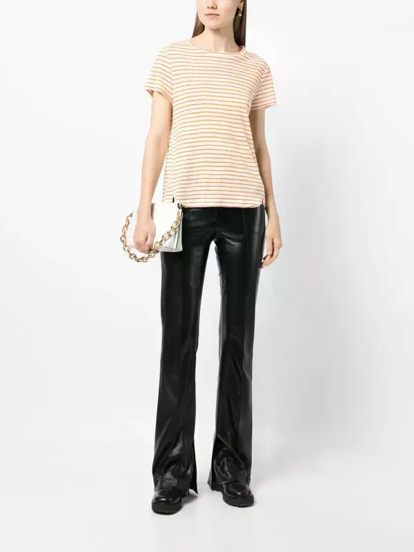 FRAME Striped Organic-linen T-shirt - Neutrals