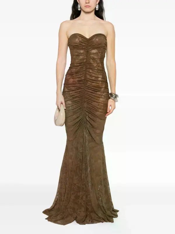 Norma Kamali Strapless Fishtail Maxi Dress