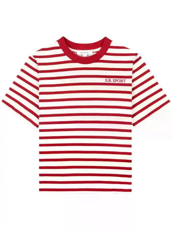 SPORTY & RICH Striped Logo T-shirt - Red