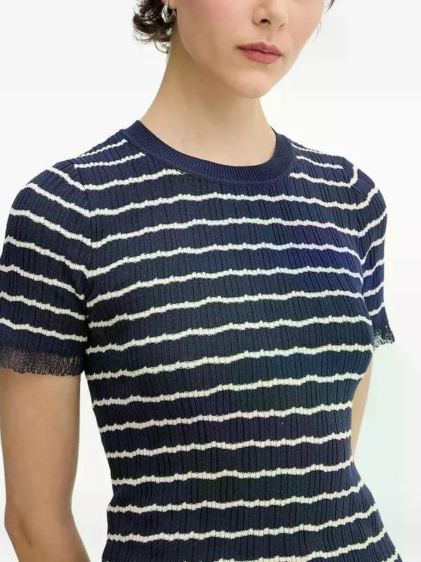 Rag & Bone Striped Frilled-sleeve Top
