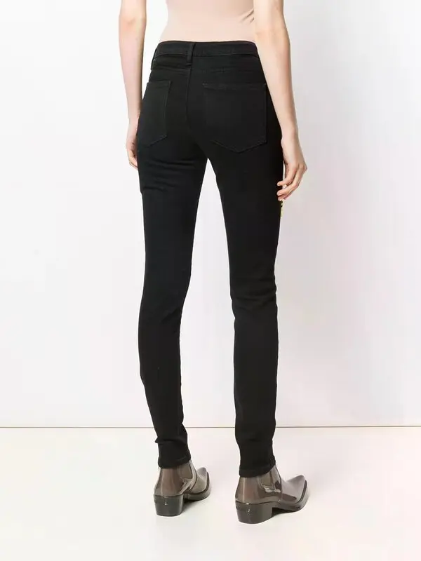 Off-White Skinny Leg Jeans With Printed Scarf Detail