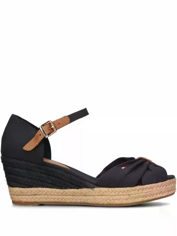 Tommy Hilfiger Open-toe Wedge Espadrilles With Buckle Fastening - Blue