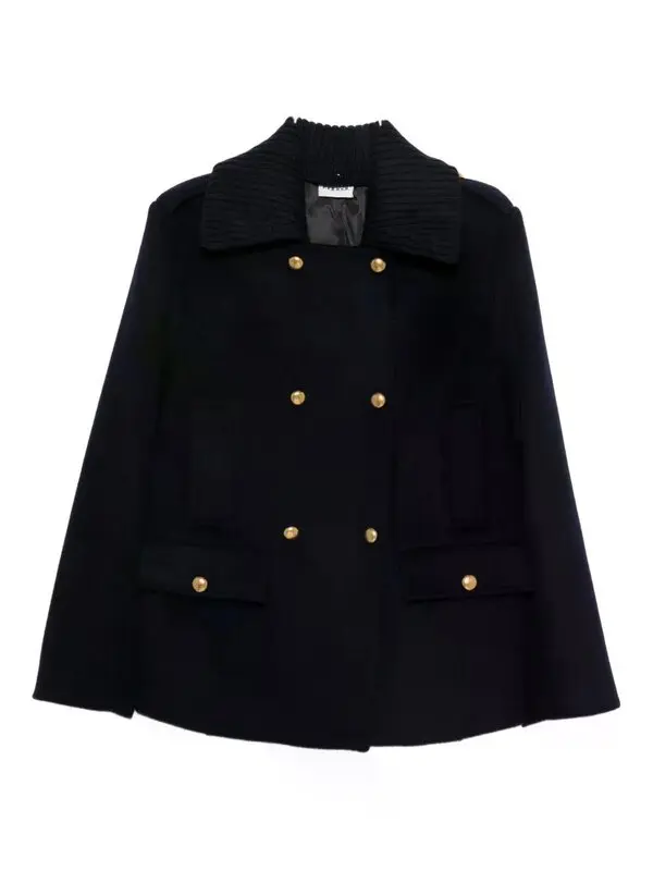 P.a.r.o.s.h Double-breasted Peacoat With Gold Button Detail - Blue