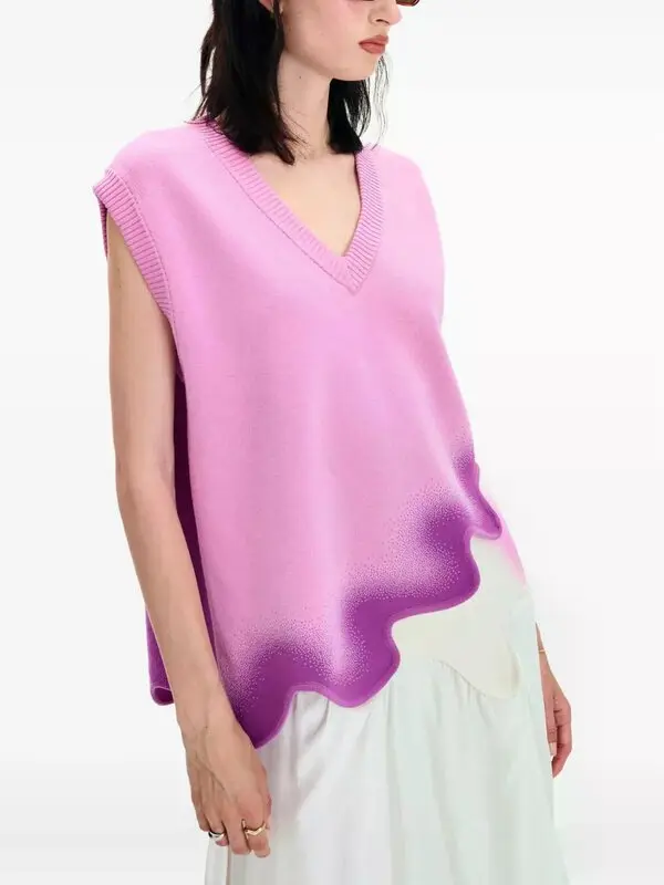 Ph5 Sleeveless V-neck Vest With Wavy Hem